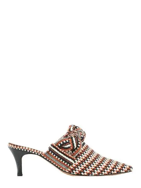AMAMBAIH Blanca Motif Fabric Mules - Cognac