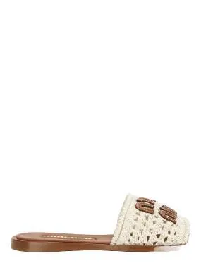 Miu Miu Ciabatte Crochet Slide - Avorio