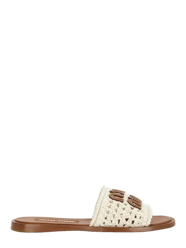 Miu Miu Ciabatte Crochet Slide - Avorio