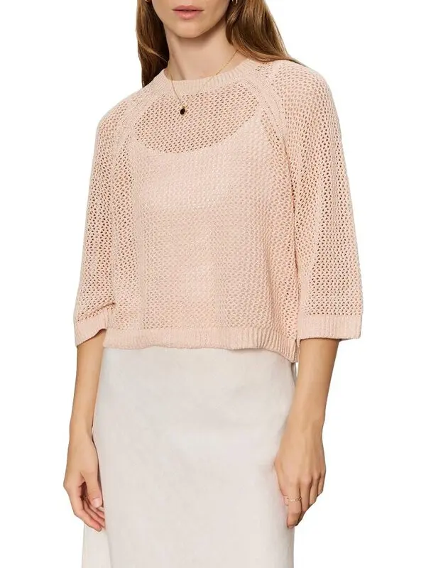Sanctuary Metallic Openwork Sweater - Washed Salmon Pink