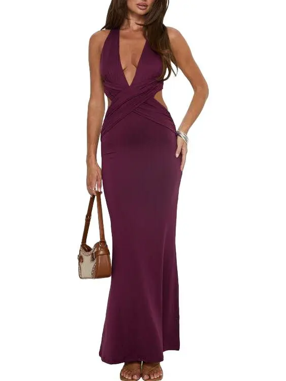 Princess Polly Cutout Sleeveless Gown - Purple