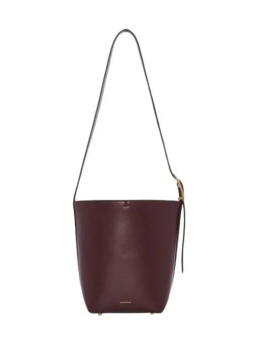 ANINE BING Elly Medium Grained Leather Bucket Bag - Fig