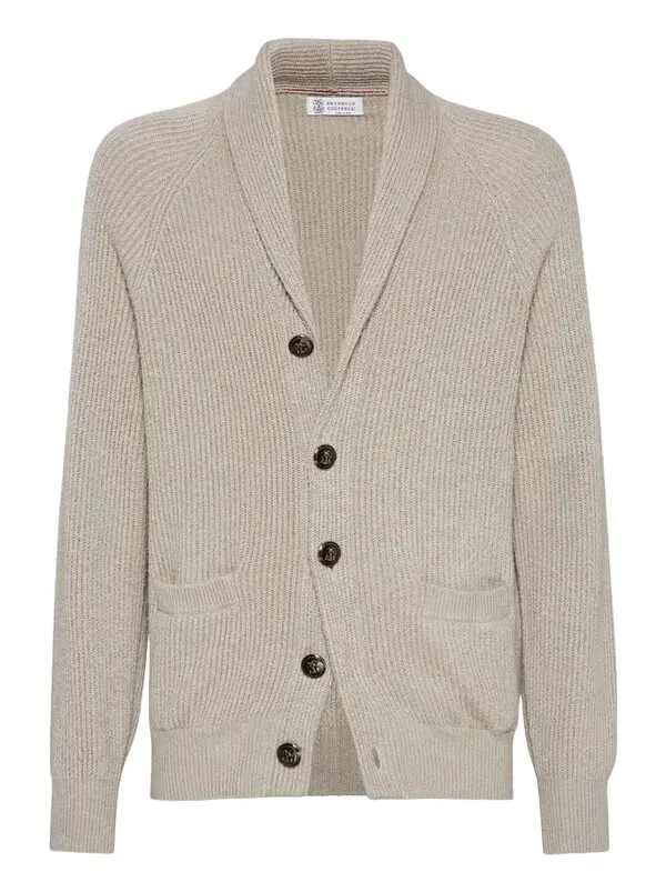 Brunello Cucinelli Classic V-neck Cardigan - Beige