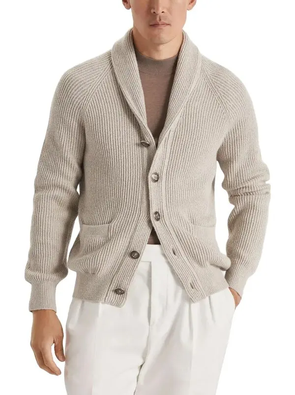 Brunello Cucinelli Classic V-neck Cardigan - Beige