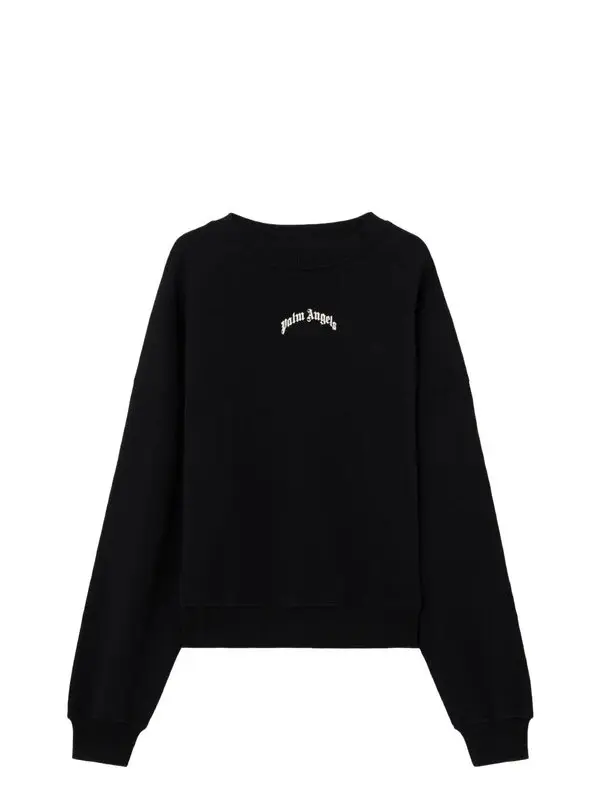 Palm Angels Back Curved Logo Loose Crew - Black
