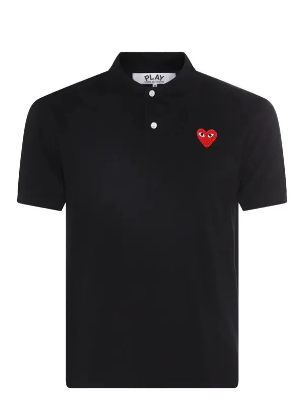 Play Comme Des Garcon T-shirt With Red Emblem - Black