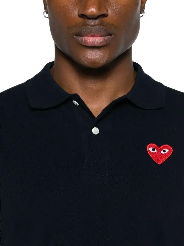 Play Comme Des Garcon T-shirt With Red Emblem - Blue