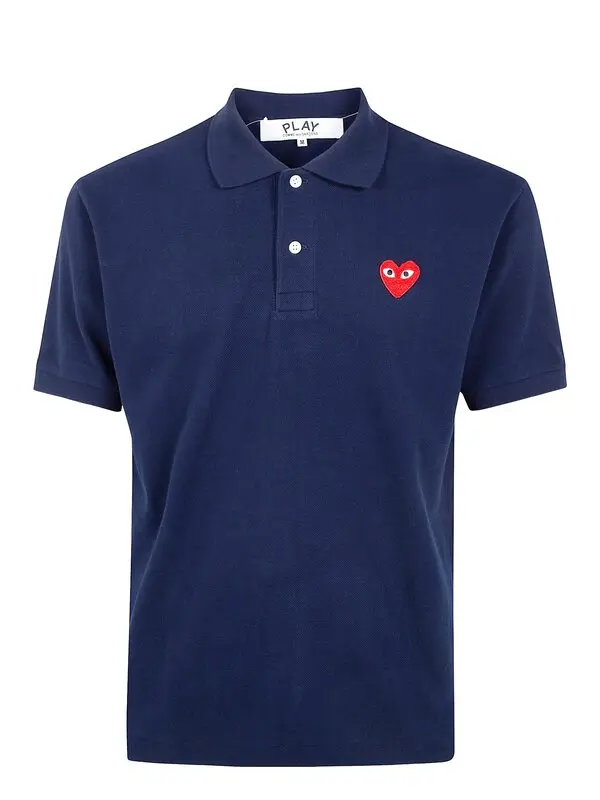 Play Comme Des Garcon T-shirt With Red Emblem - Blue