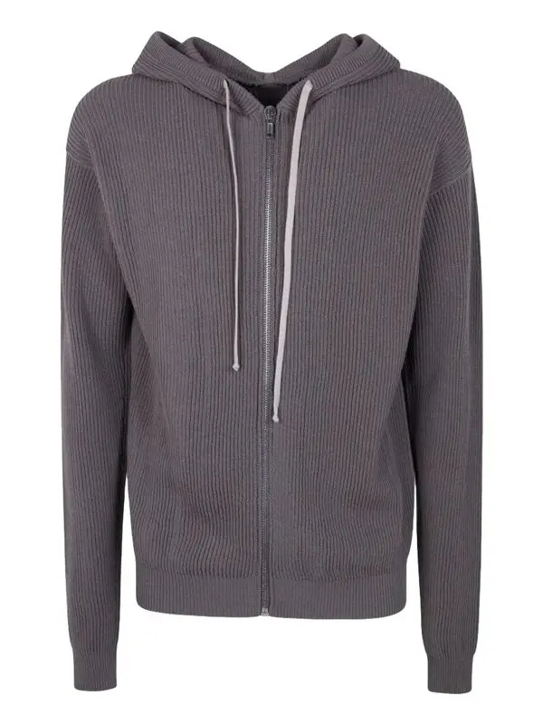 Rick Owens Zipperd Hoodie Knit Jacket - Gray