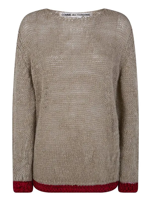 Comme Des Garçons Round Neck Long Sleeve T-shirt - Beige