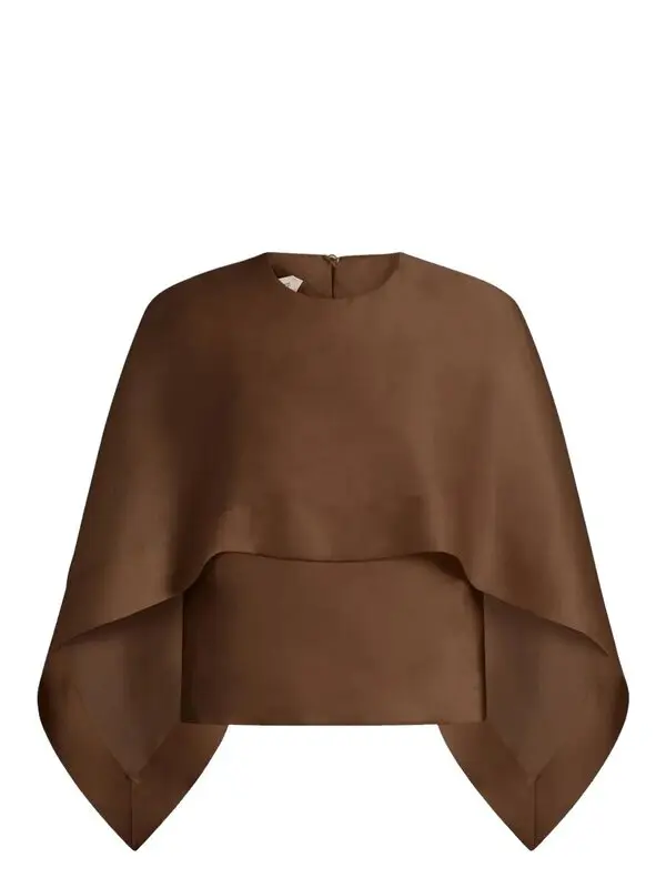 Alberta Ferretti Silk Cape Shirt - Brown