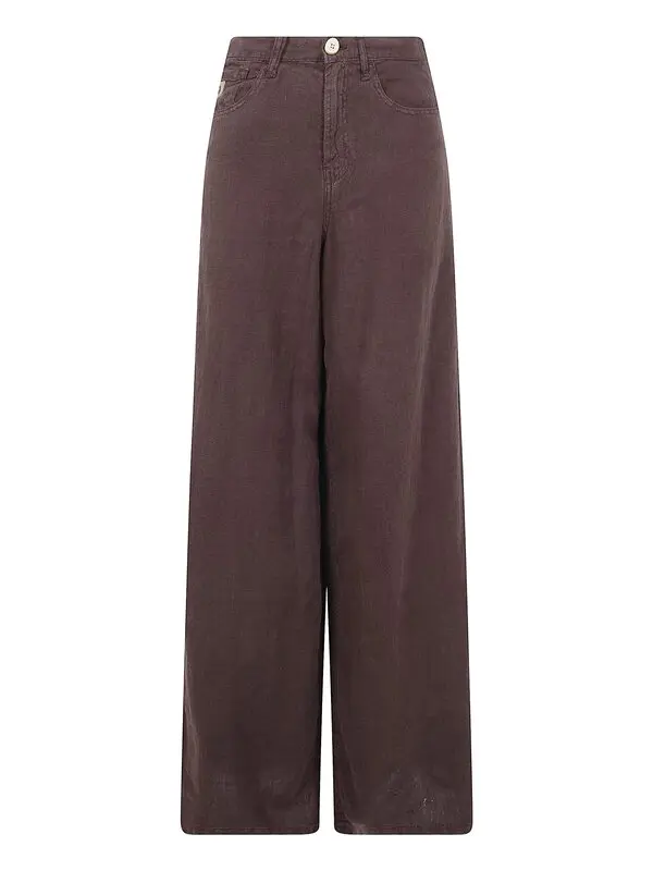 LOIS Arlene Extra Wide Leg Linen Trousers - Brown