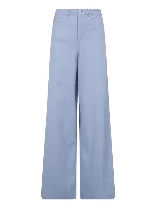 LOIS Arlene Extra Wide Leg Linen Trousers - Blue