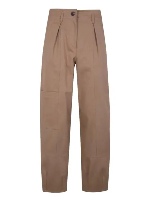 Max Mara Bautta Cotton Bull Barrel Leg Trousers - Beige