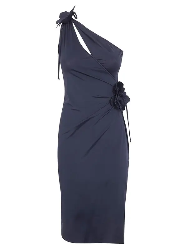 Coperni Asymmetric Mini Flower Gown - Black