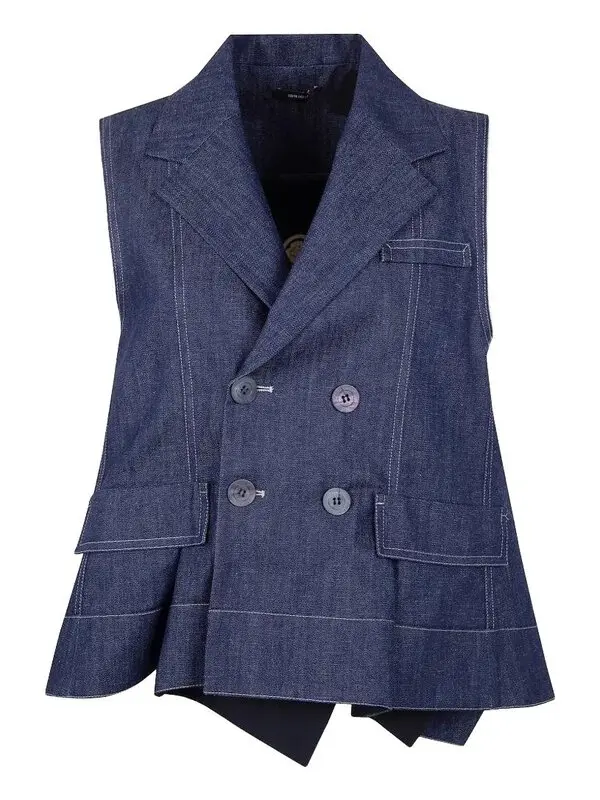 IBRIGU Denim Jacquard Sleeveless Jacket - Multi