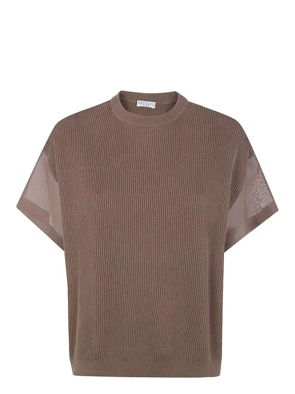 Brunello Cucinelli Short Sleeves Sweater - Brown