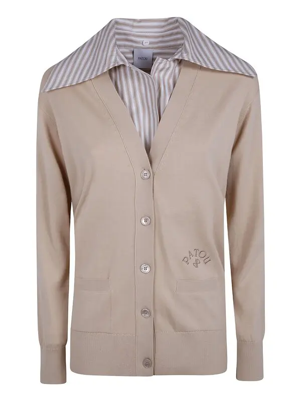 PATOU Popeline Collar Cardigan - Beige