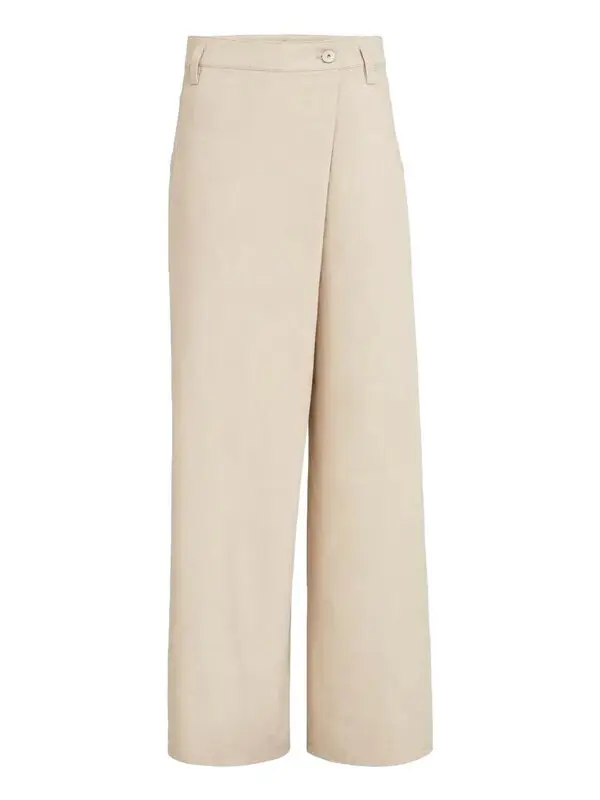 Brunello Cucinelli Wide Leg Asymmetrical Trousers - Beige