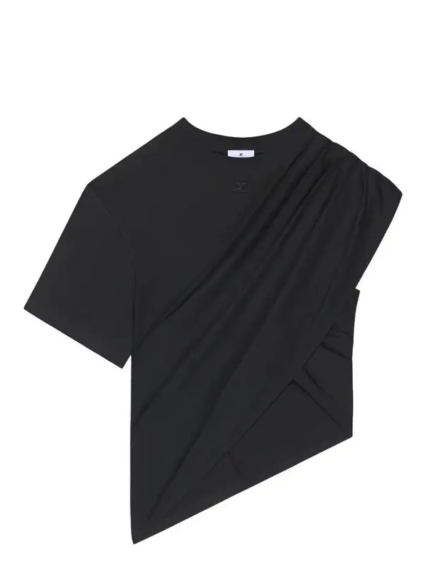 COURREGES Asymmetrical Twist T-shirt - Black