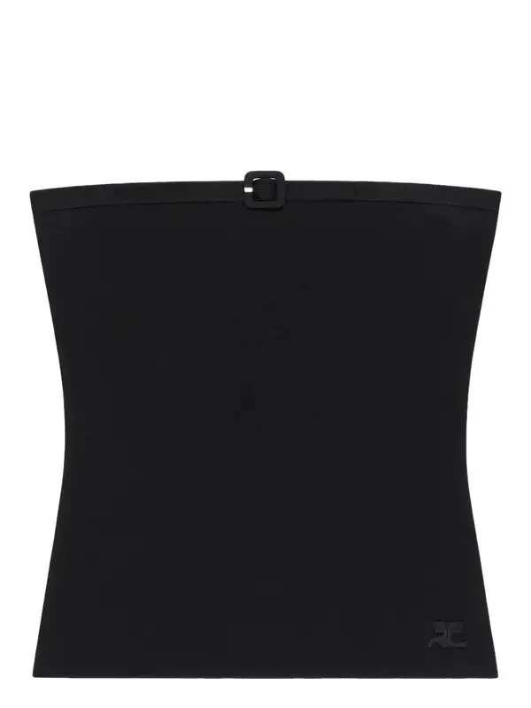 COURREGES Buckle Knit Bustier Top - Black