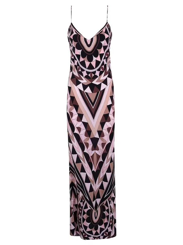 Emilio Pucci Crepe De Chine Midi Dress - Beige
