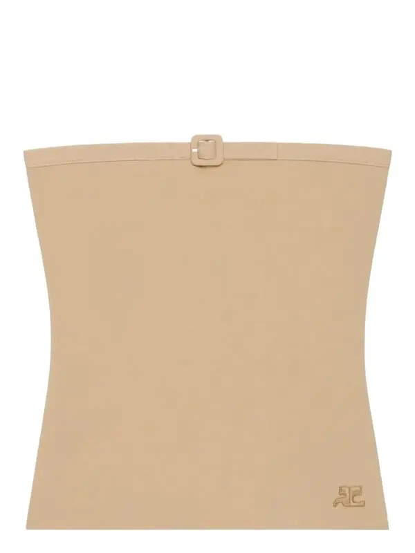 COURREGES Buckle Knit Bustier Top - Beige