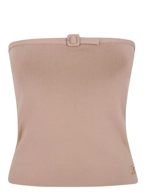 COURREGES Buckle Knit Bustier Top - Beige