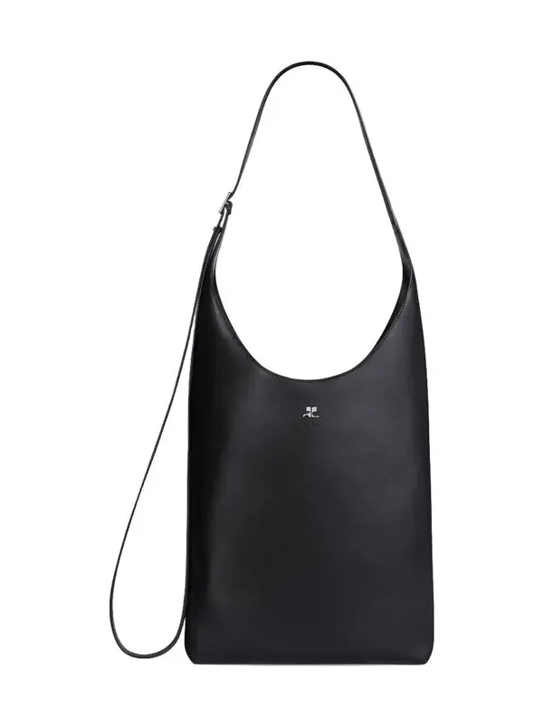 COURREGES Large "melt" Leather Tote Bag - Black