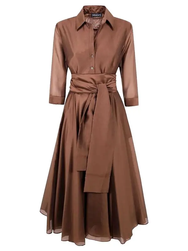 DRHOPE Long Round Dress - Brown