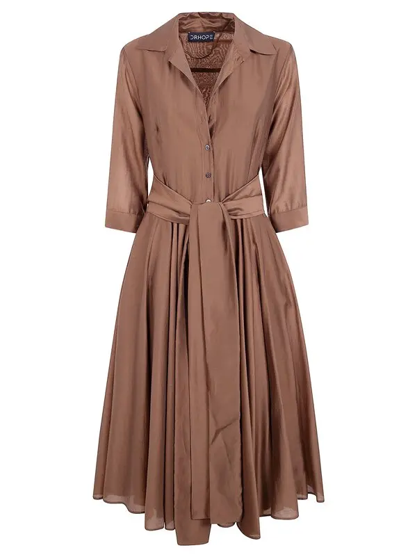 DRHOPE Long Round Dress - Brown