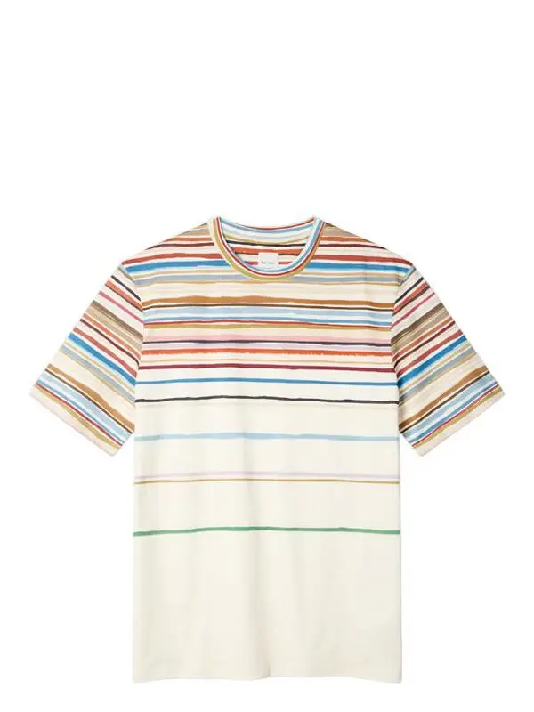 Paul Smith Ecru 'painted Signature Stripe' T-shirt - White