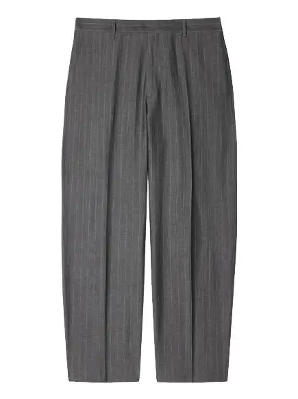 Paul Smith Relaxed-fit Wool-linen Pinstripe Trousers - Grey
