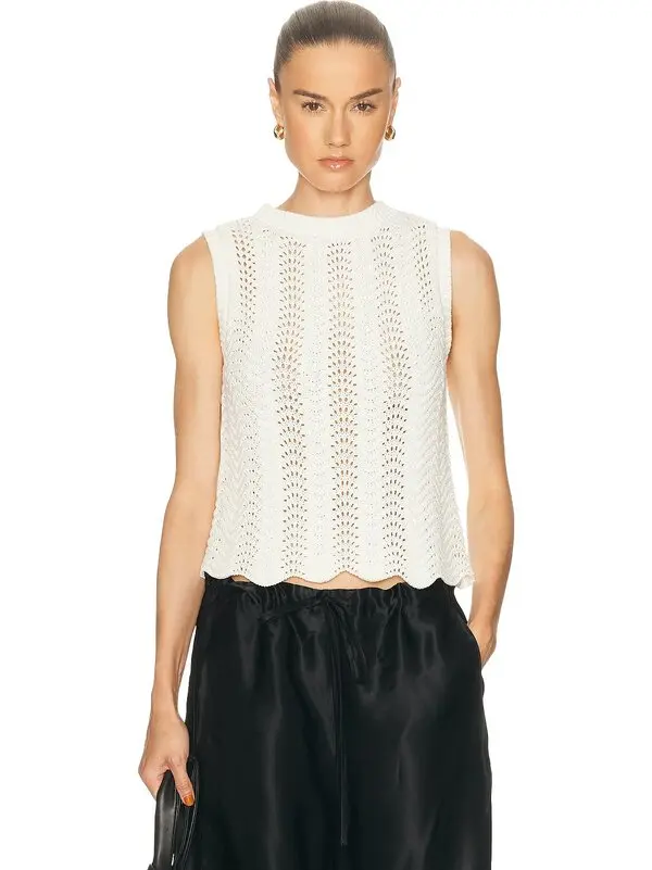 Loulou De Saison Vittoria American Armhole Tank Top - Ivory