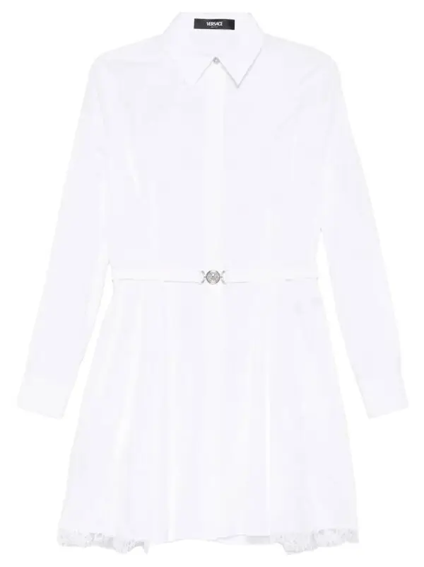Versace Cotton Shirt Dress With Belt - White