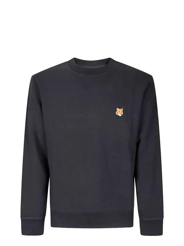 Maison Kitsuné Fox Head Regular Fit Crewneck Sweatshirt - Black