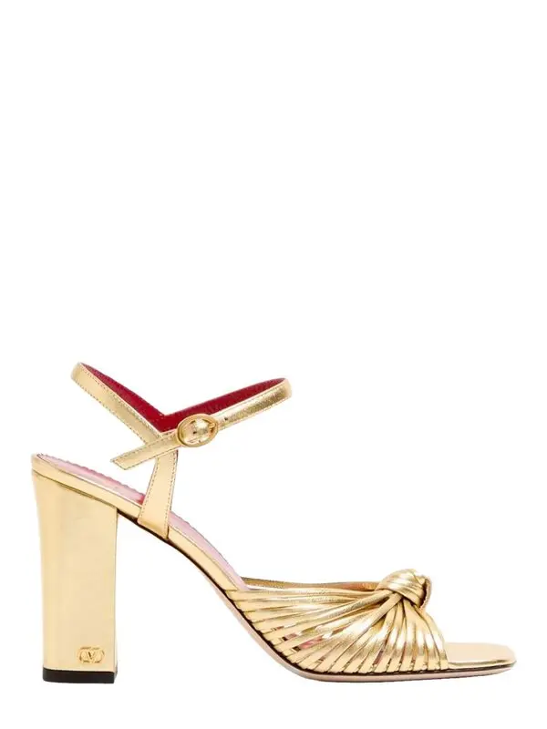 Valentino Garavani Annet 90 Laminated Nappa Leather Sandals - Metallic