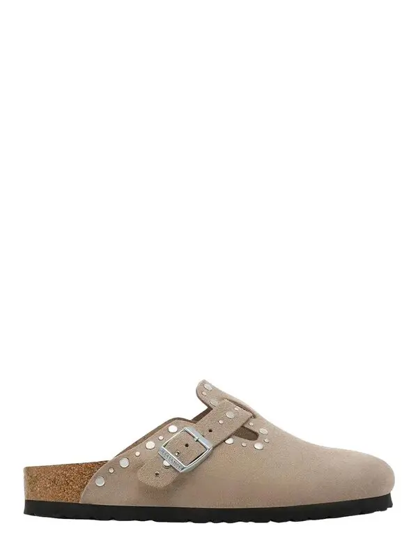 BIRKENSTOCK Boston Rivet Suede Mule - Nude & Neutrals