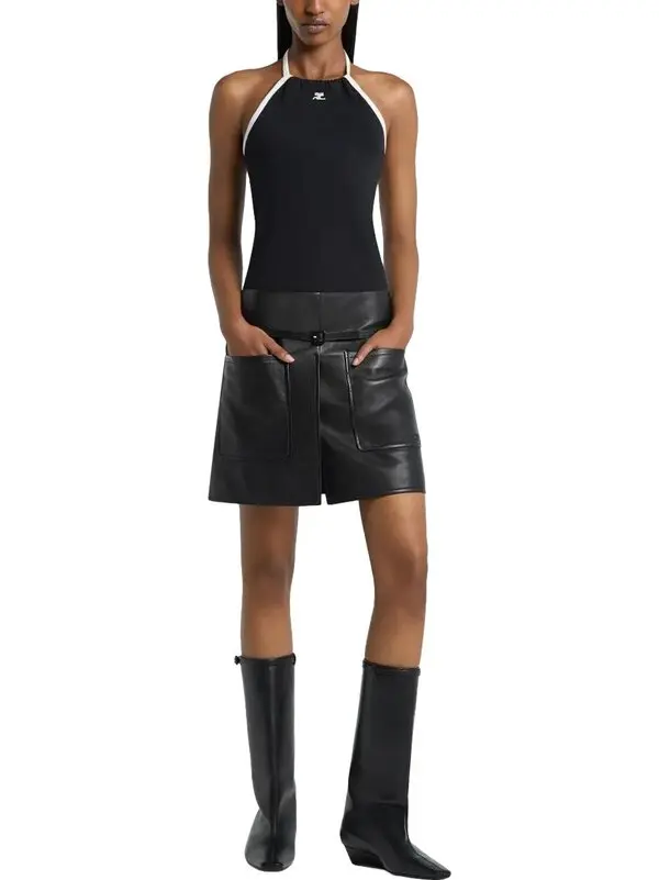 COURREGES Contrast Border Tank Top - Black