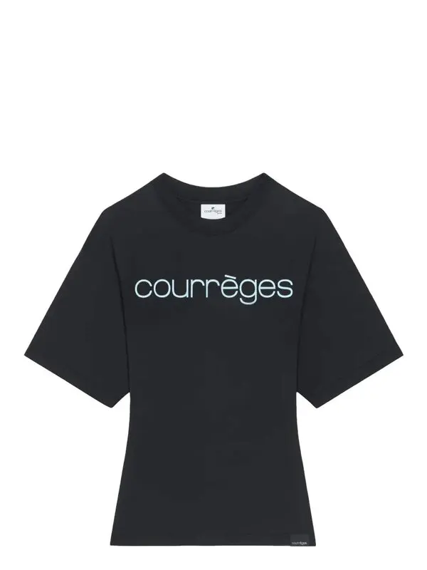 COURREGES Logo Fitted T-shirt - Black