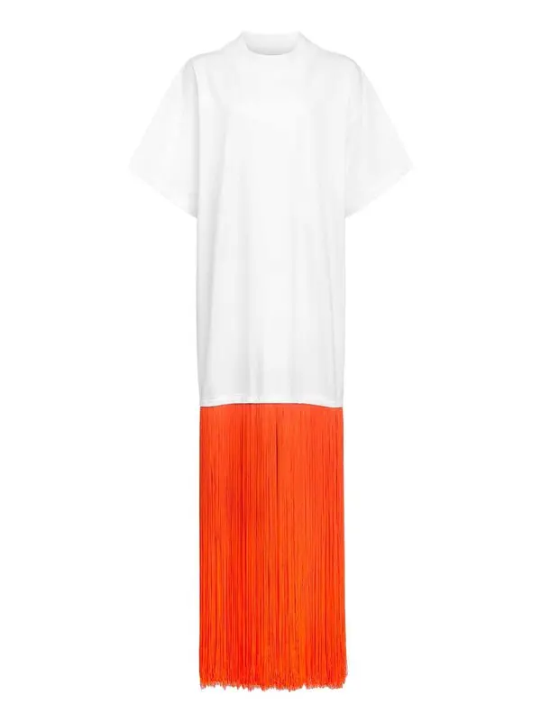 Alaïa Cotton T-shirt With Fringes - White