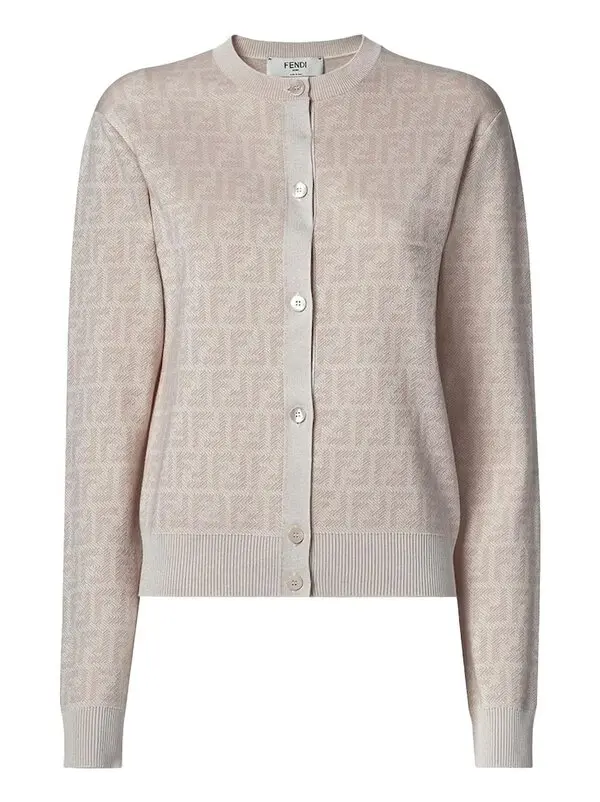 Fendi Slim Fit Wool Cardigan - Nude & Neutrals