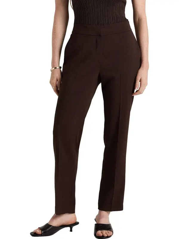 Quince Stretch Crepe Ankle Pants - Coffee Bean Brown