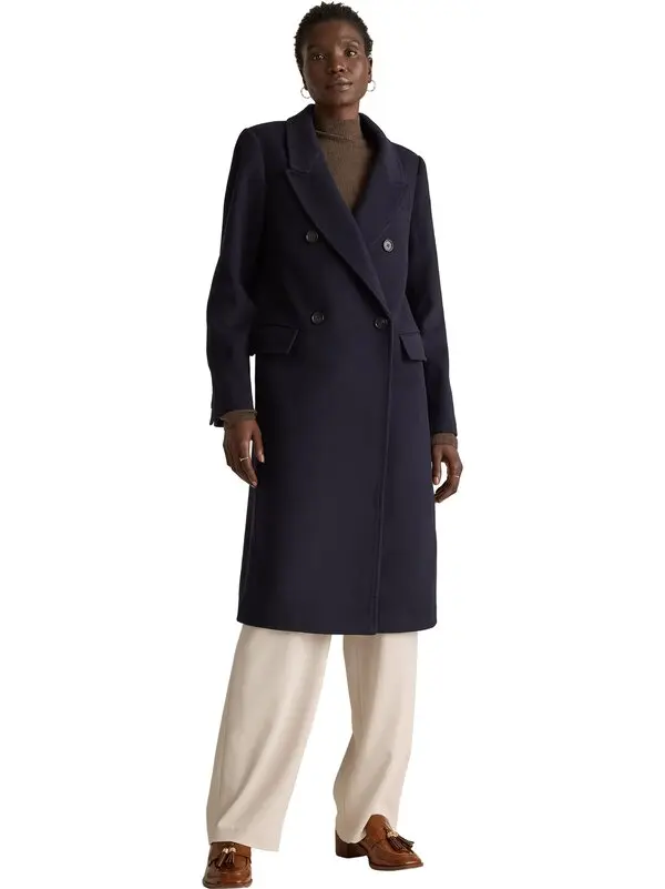 Quince Italian Wool Double-breasted Coat - Cadet Blue