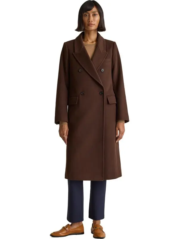 Quince Italian Wool Double-breasted Coat - Dark Chocolate