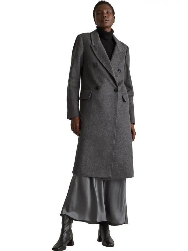 Quince Italian Wool Double-breasted Coat - Heather Charcoal
