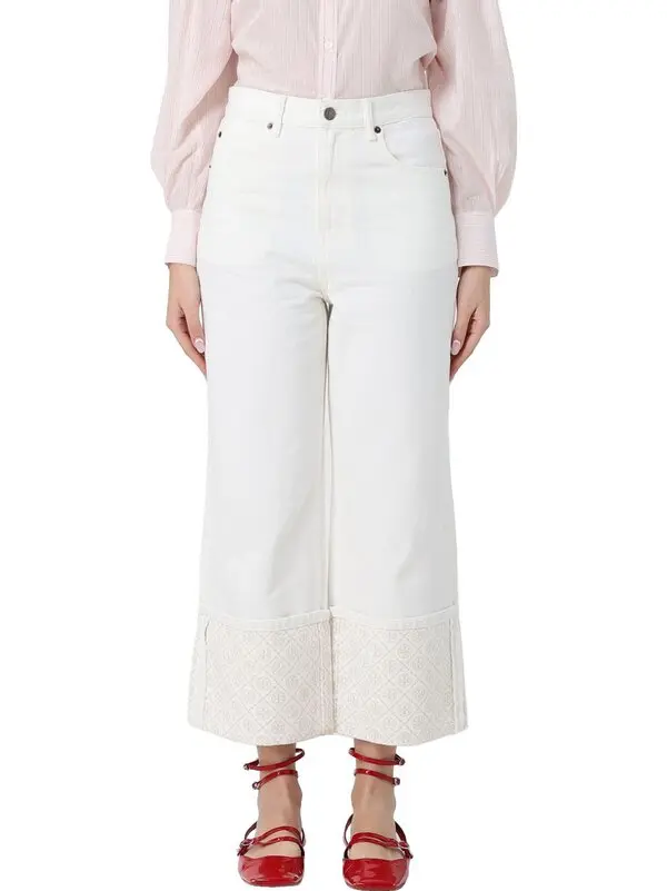 Tory Burch Cuffed Jeans - White