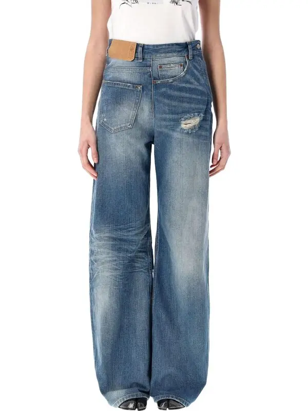 MAISON MARGIELA Distressed Wide Leg Jeans - Blue