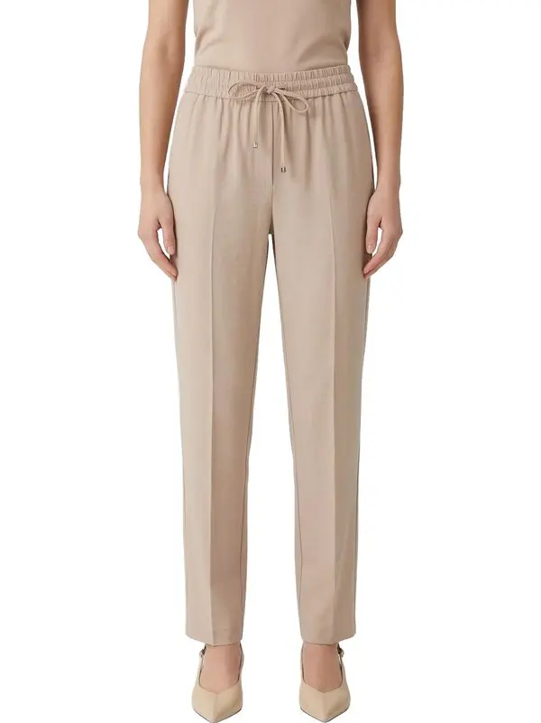 DONDUP Straight Viscose Blend Trousers - Beige