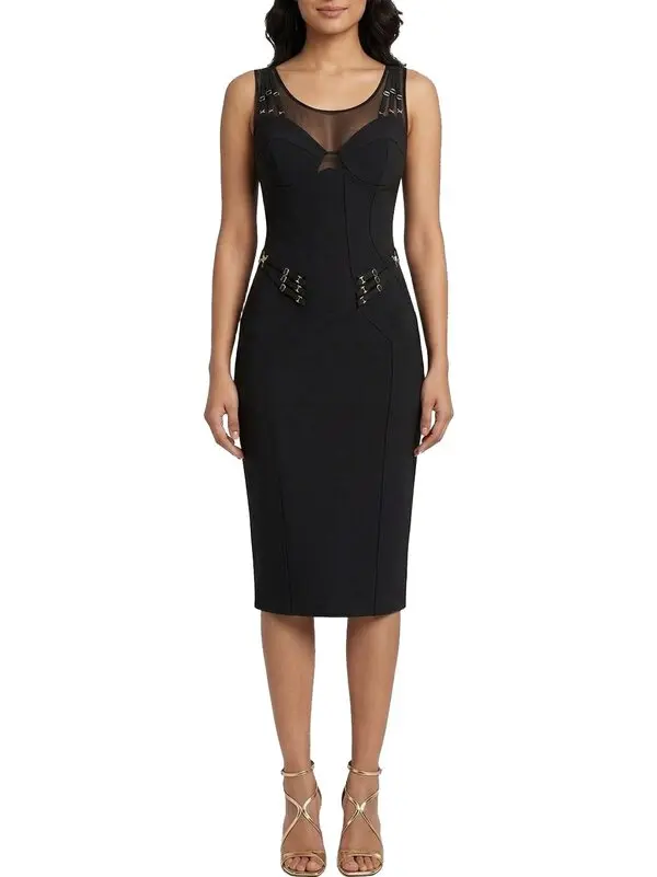 Elisabetta Franchi Sleeveless Midi Dress - Black